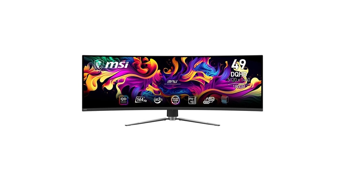MSI MPG 491CQP QD-OLED 49" Curved UltraWide gaming monitor Zwart, 2x ...