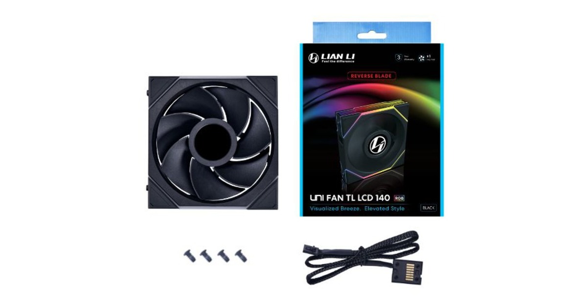 Lian Li UNI FAN TL-LCD140 Reverse Black Single Pack case fan Zwart