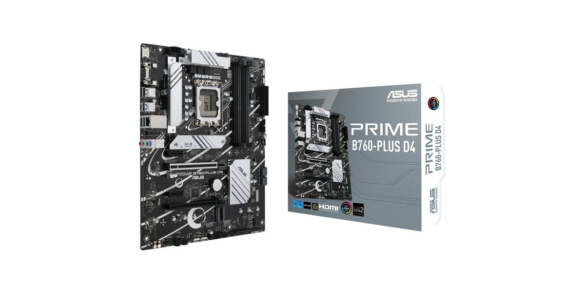 ASUS PRIME B760-PLUS D4 socket 1700 moederbord Zwart/zilver, RAID, 2 ...