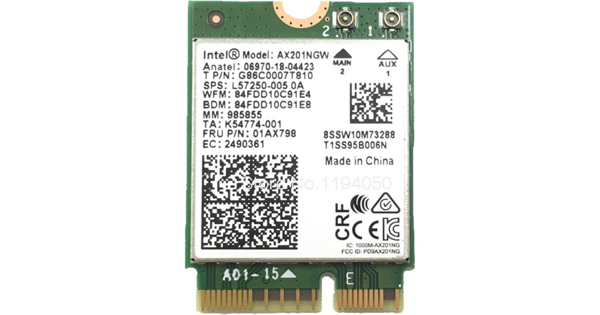 Intel® Wi-Fi 6 AX201 adapter (non vPro) wlan adapter AX201.NGWG.NV, M.2 ...