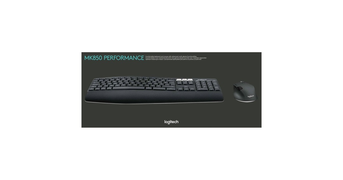 Logitech MK850 Performance Draadloze, desktopset Zwart, US-International